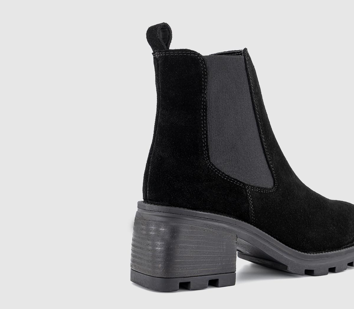 OFFICE Artie Cleated Mid Height Chelsea Boots Black Suede - Women's ...