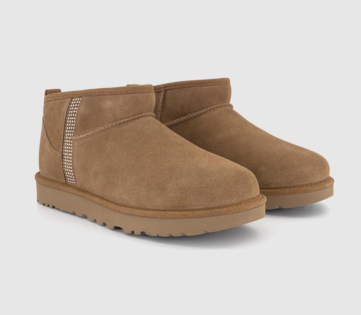 UGG Classic Ultra Mini Bling Boots Chestnut - Women's Ankle Boots