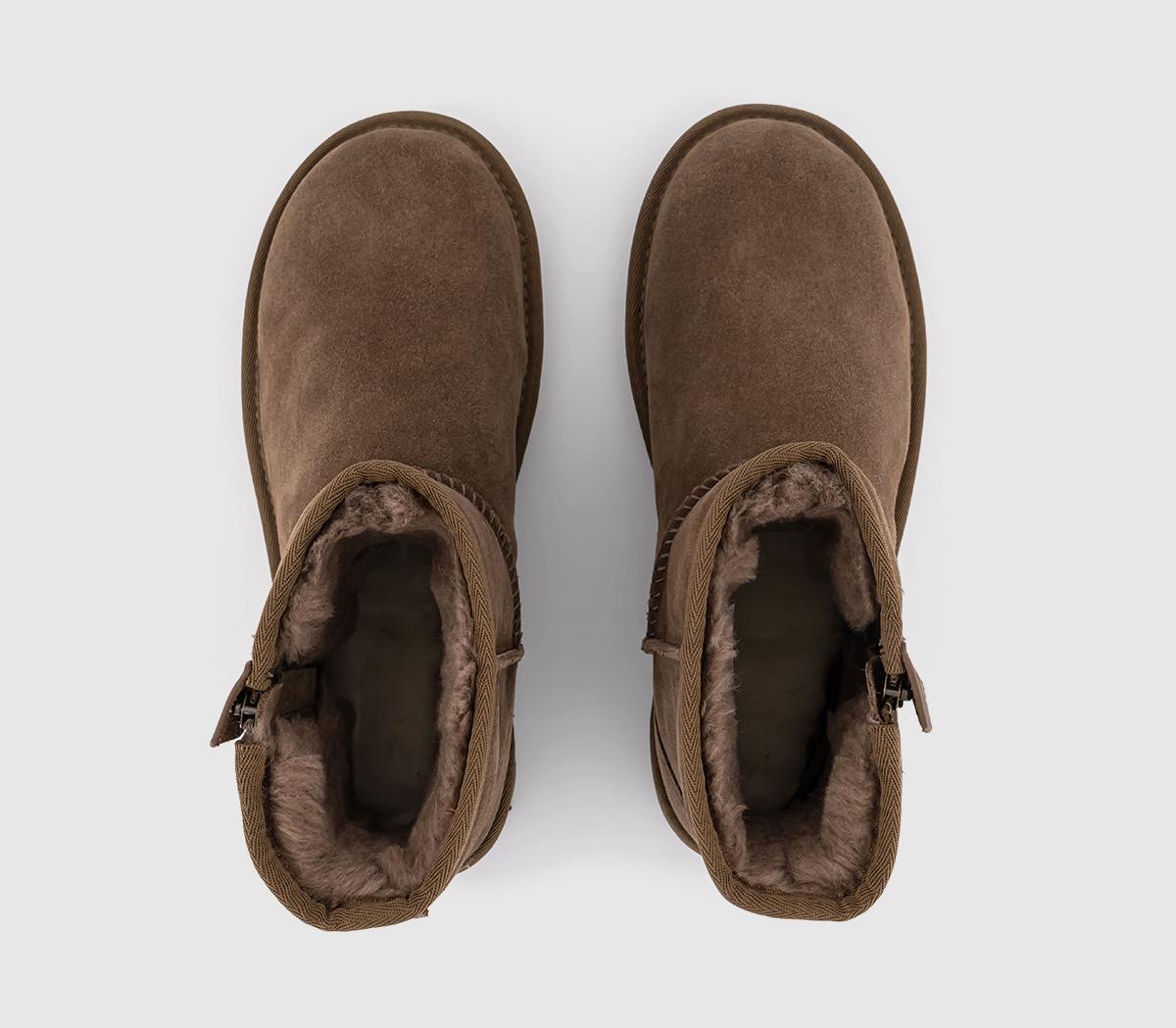 UGG Classic Mini Bailey Zip Boots Hickory - Women's Ankle Boots