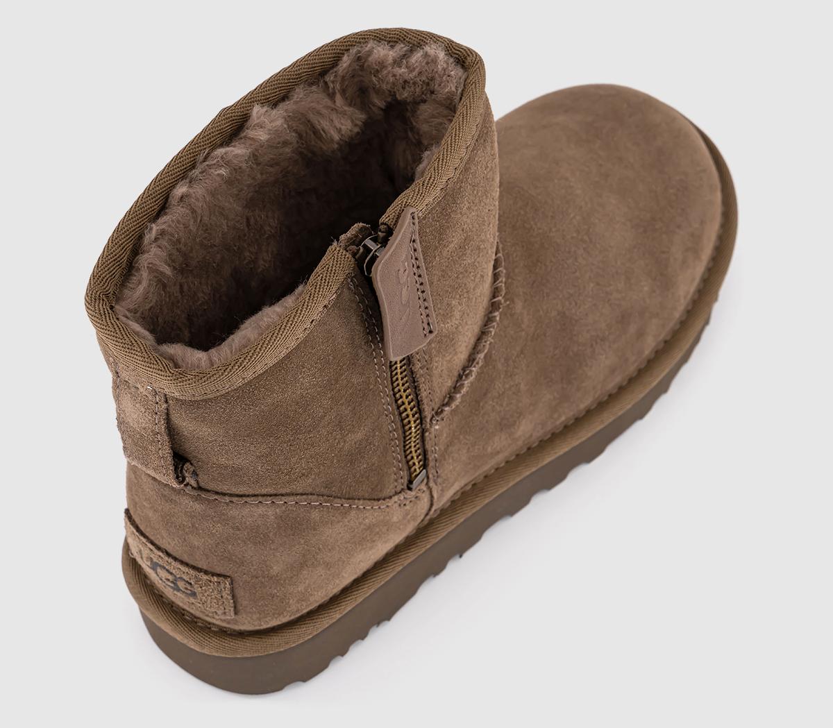 UGG Classic Mini Bailey Zip Boots Hickory - Women's Ankle Boots