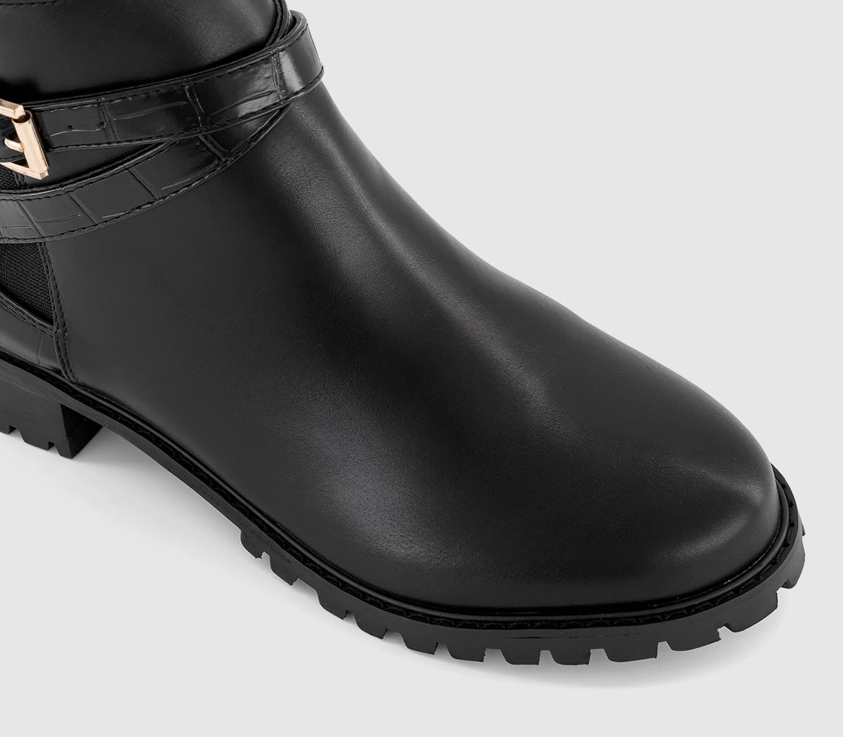 OFFICE Aaliyah Buckle Strap Cleated Boots Black - Women's Ankle Boots