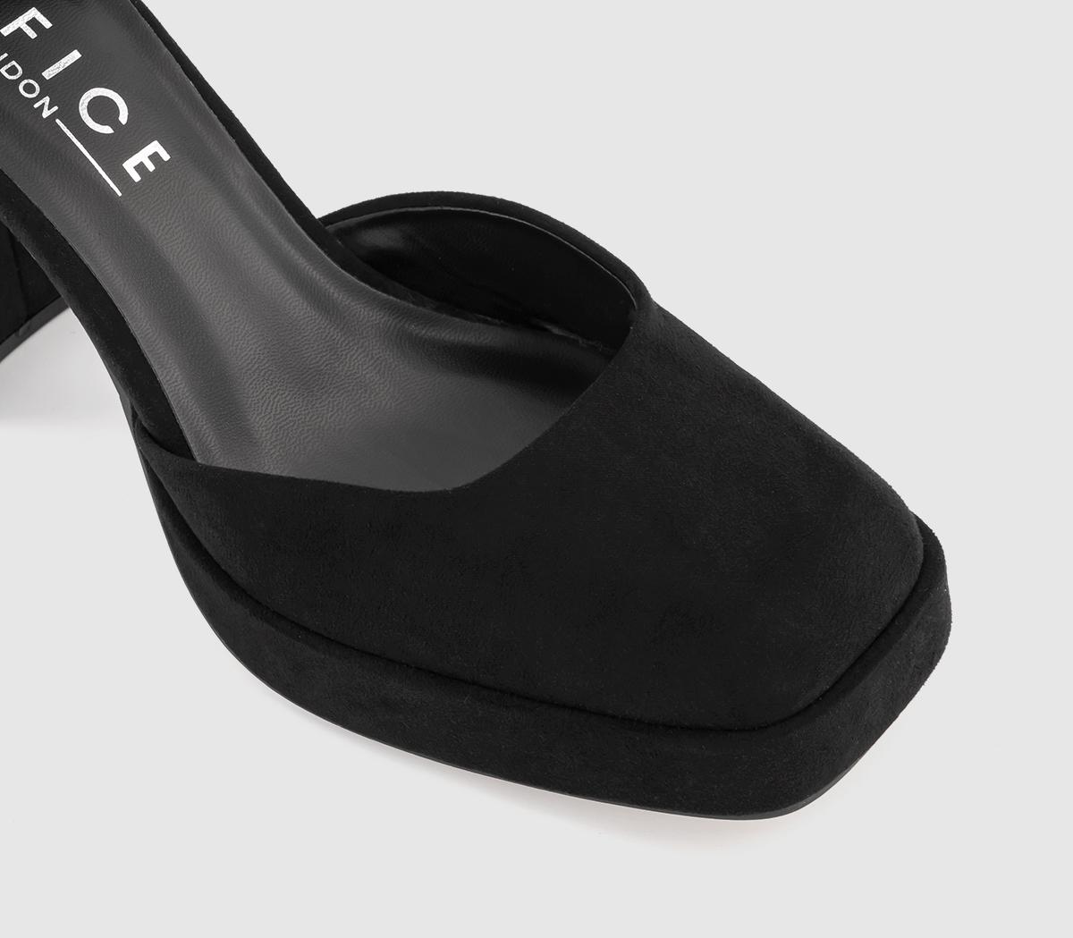 OFFICE Heyday Two Part Embellished Buckle Platforms Black - High Heels