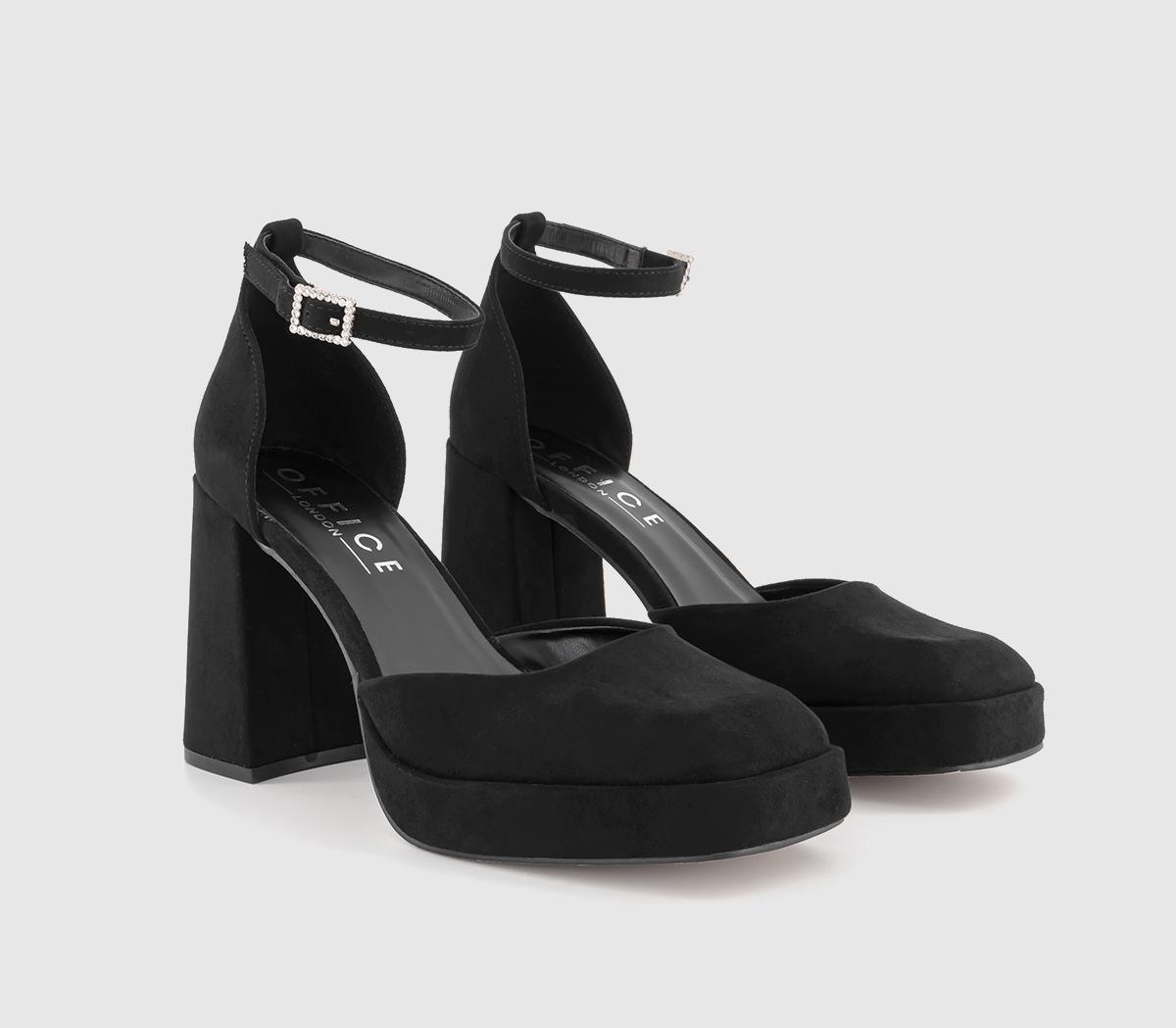 OFFICE Heyday Two Part Embellished Buckle Platforms Black - High Heels