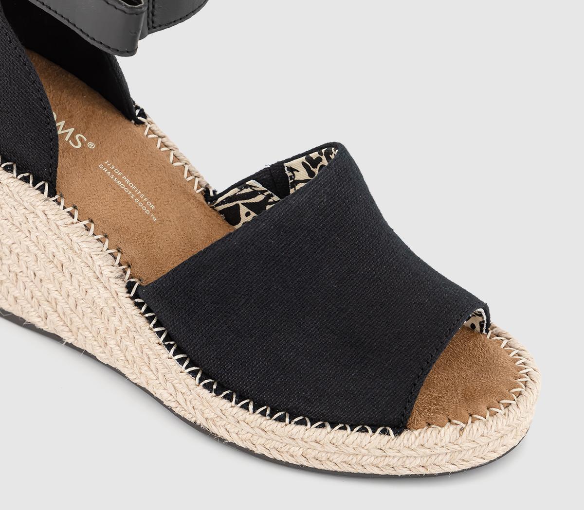 TOMS Marisol Heeled Wedge Espadrilles Black - Espadrilles For Women