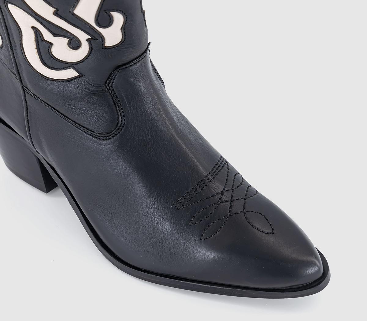 OFFICE Kowgirl Mono Two Tone Applique Western Boots Black Mono - Women ...