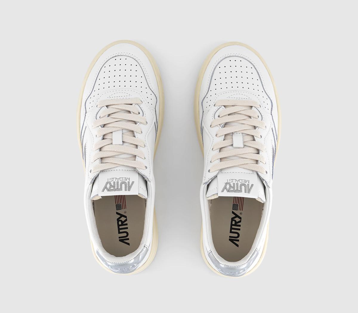 AUTRY Medalist Low Trainers Leather White Silver F - Women's | King's Cross