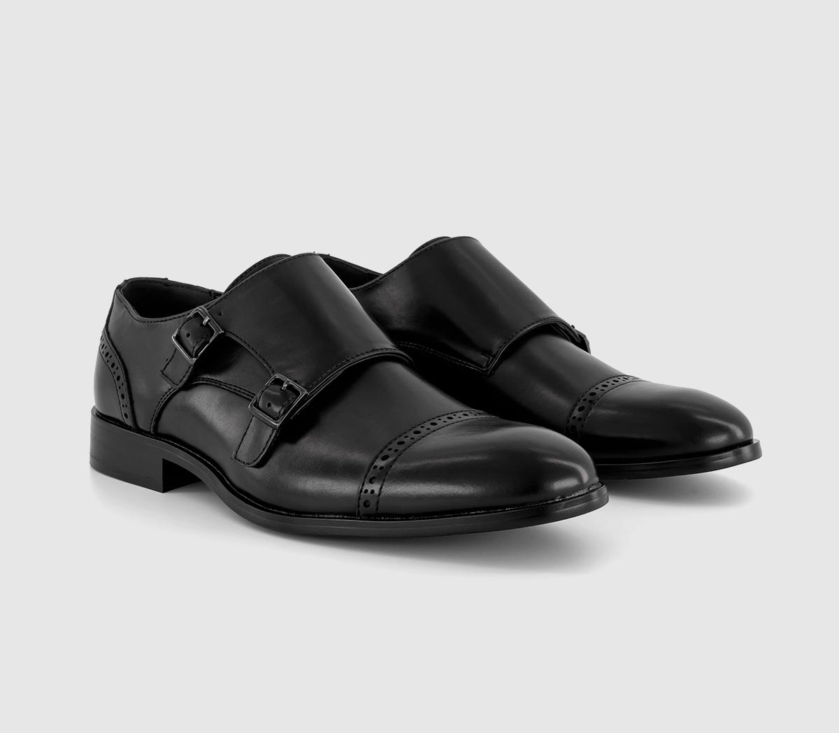OFFICE Markham Toecap Double Monk Strap Shoes Black - Men’s Smart Shoes