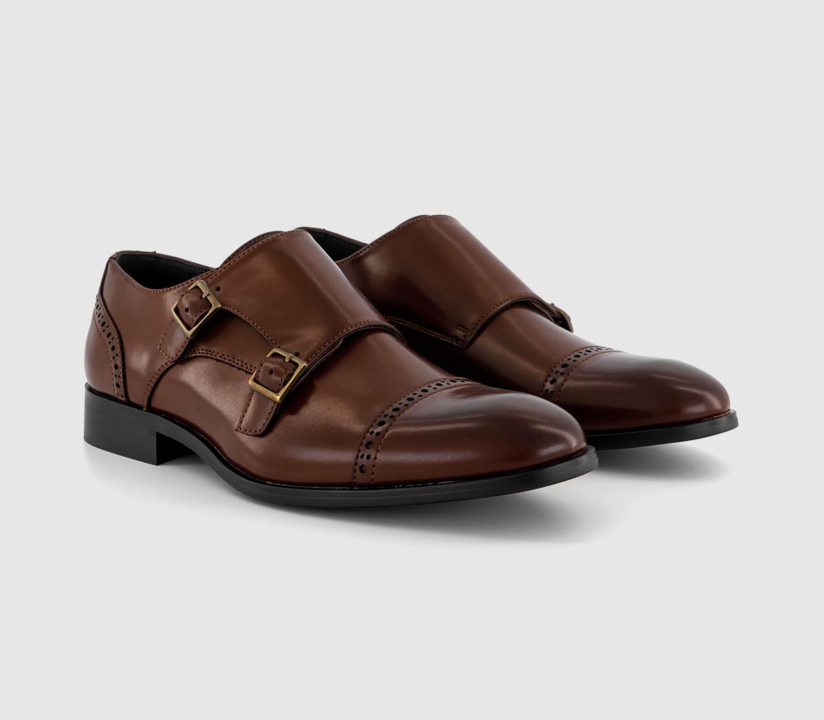 OFFICE Markham Toecap Double Monk Strap Shoes Brown - Men’s Smart Shoes