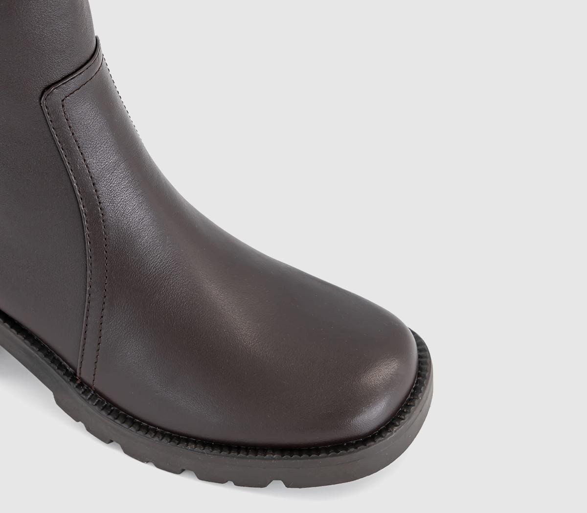 OFFICE Amplify Cleated Sole Platform Boots Brown Leather - Women's ...