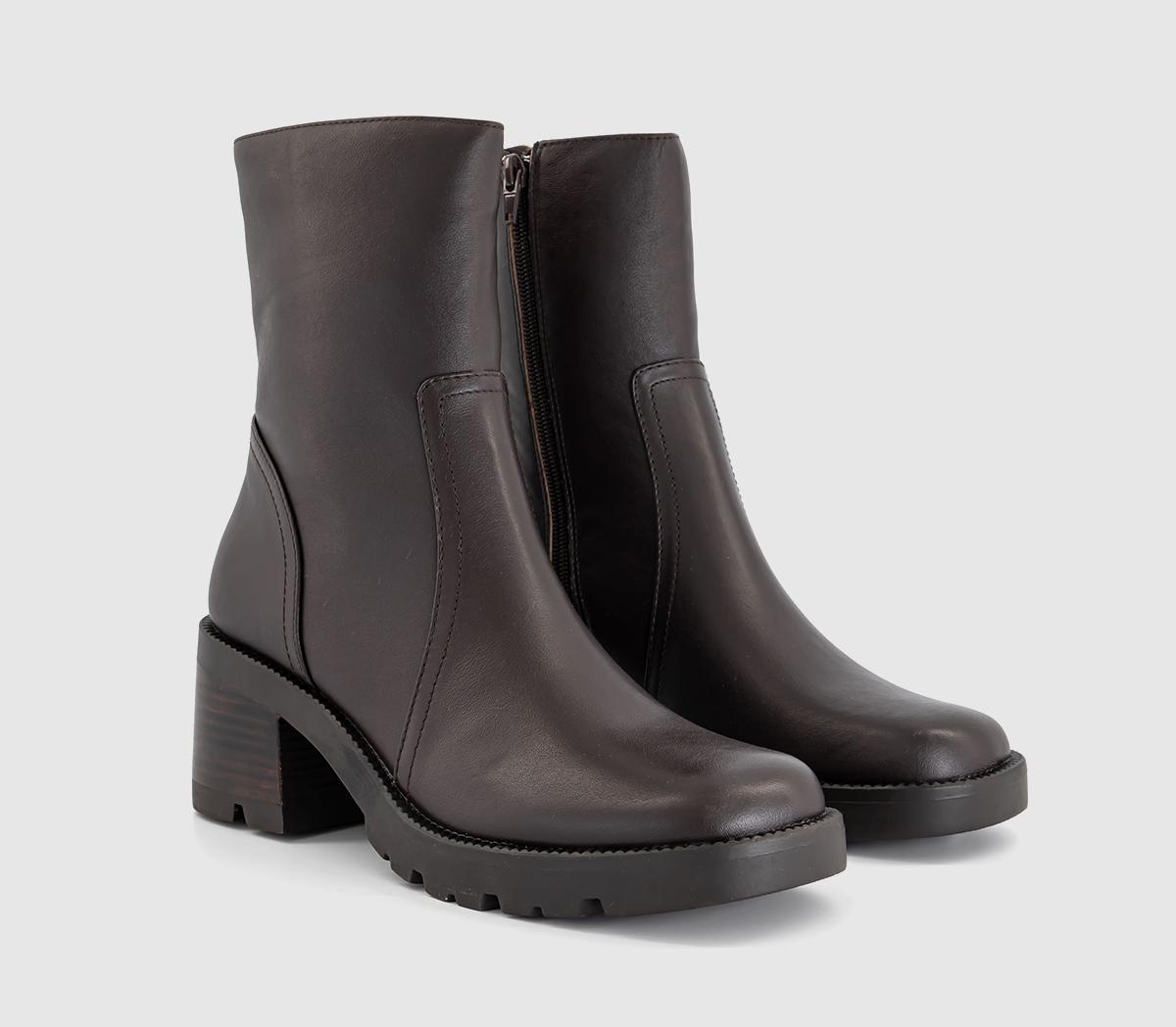 OFFICE Amplify Cleated Sole Platform Boots Brown Leather - Women's ...