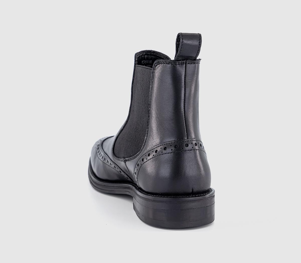 OFFICE Benji Brogue Chelsea Boots Black Leather - Men’s Boots