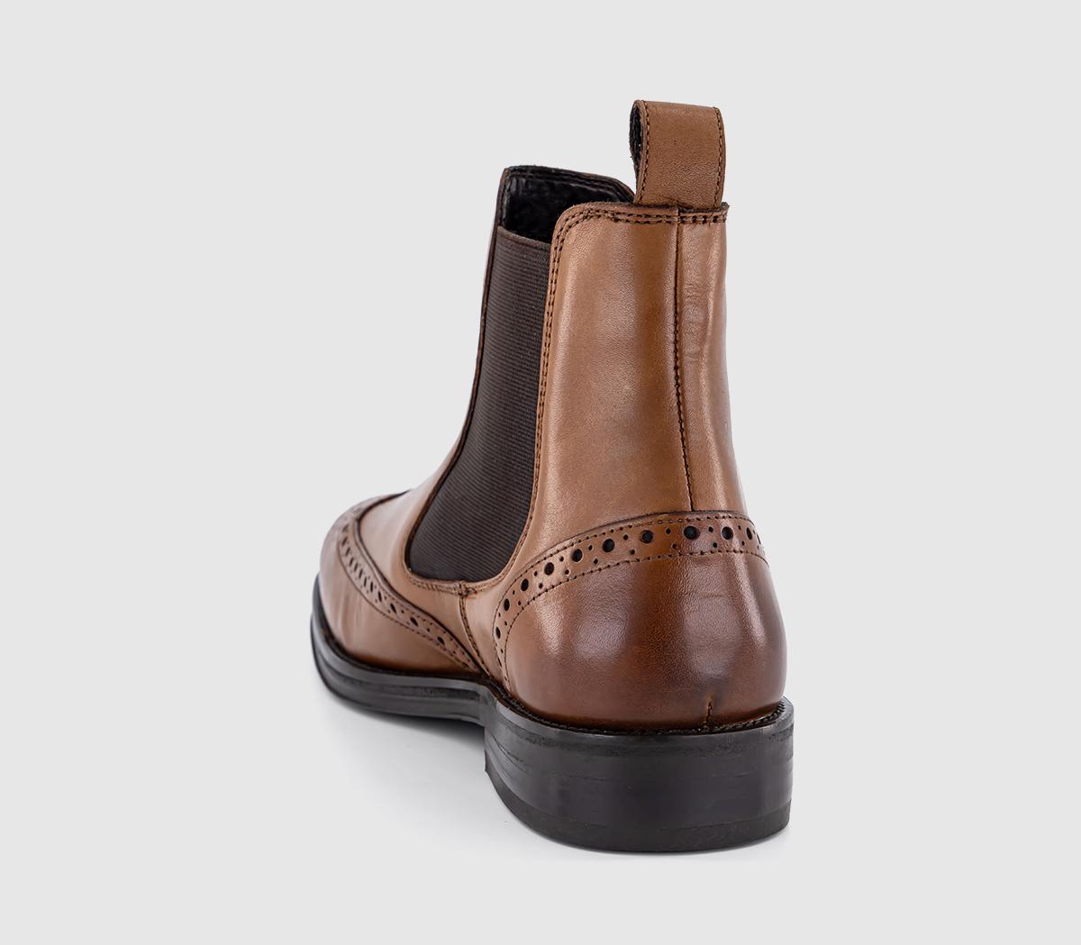 OFFICE Benji Brogue Chelsea Boots Tan Leather - Men’s Boots