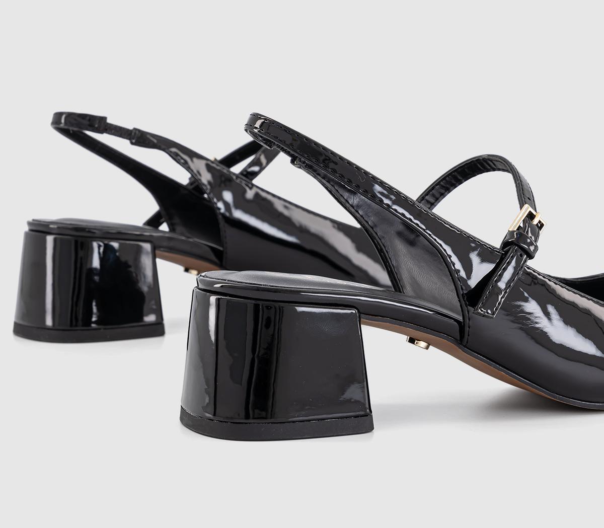 OFFICE Mollie Slingback Block Heels Black Patent - Mid Heels