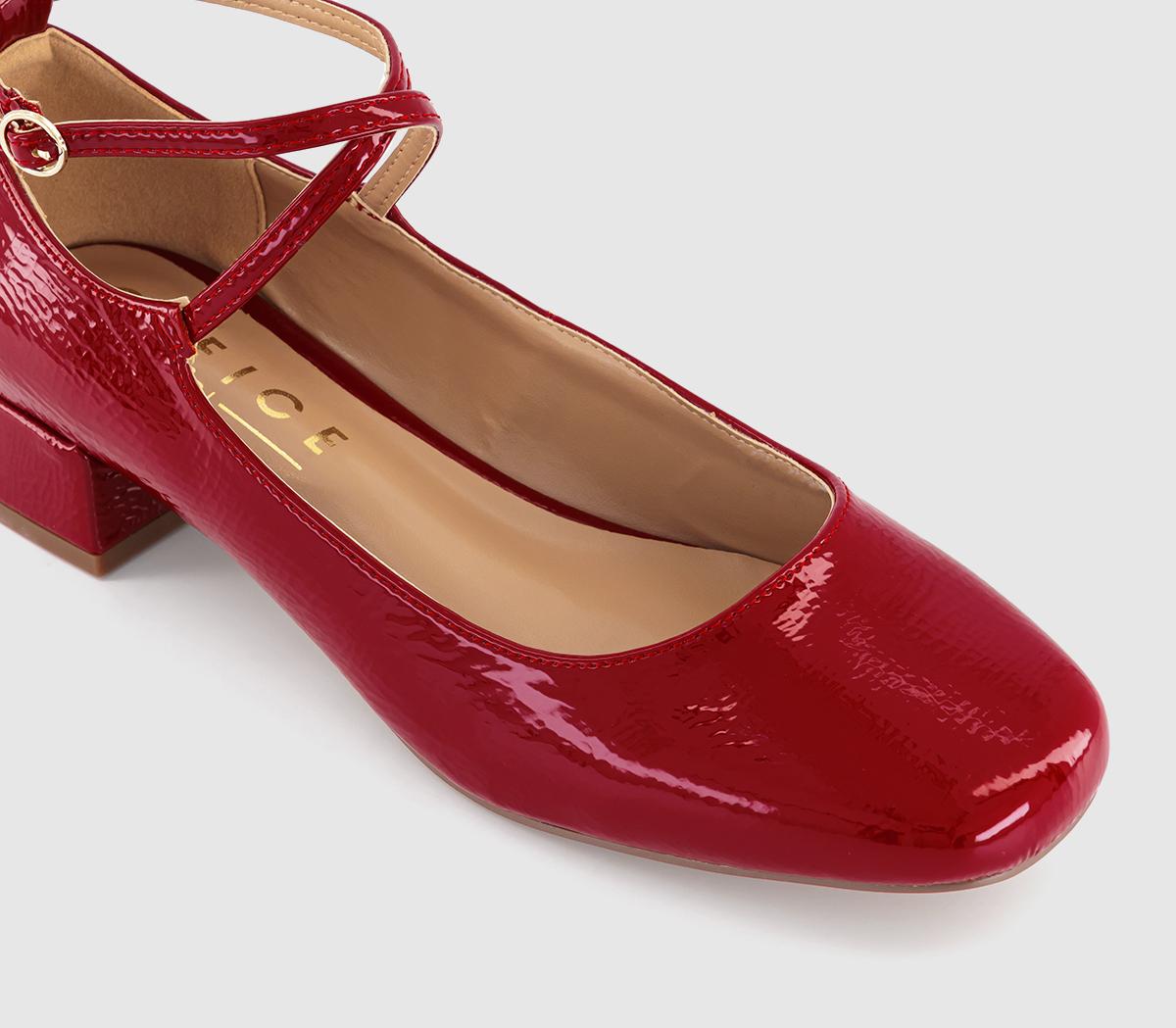 OFFICE Francesca Cross Over Ankle Strap Mary Jane Shoes Red Patent ...