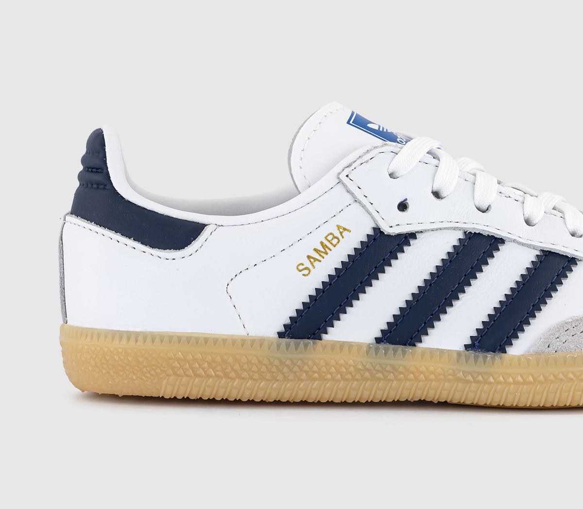 adidas Samba OG Youth Trainers White Collegiate Navy Gum - Unisex