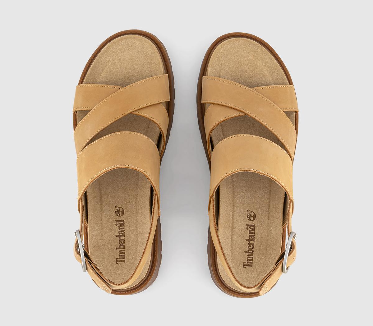 Timberland Clairemont Way Cross Strap Sandals Medium Beige Nubuck ...