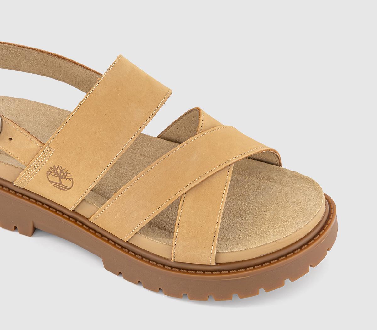 Timberland Clairemont Way Cross Strap Sandals Medium Beige Nubuck ...