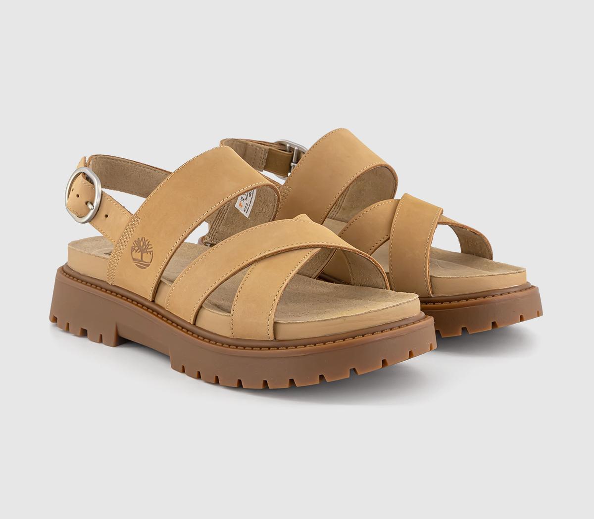 Timberland Clairemont Way Cross Strap Sandals Medium Beige Nubuck ...