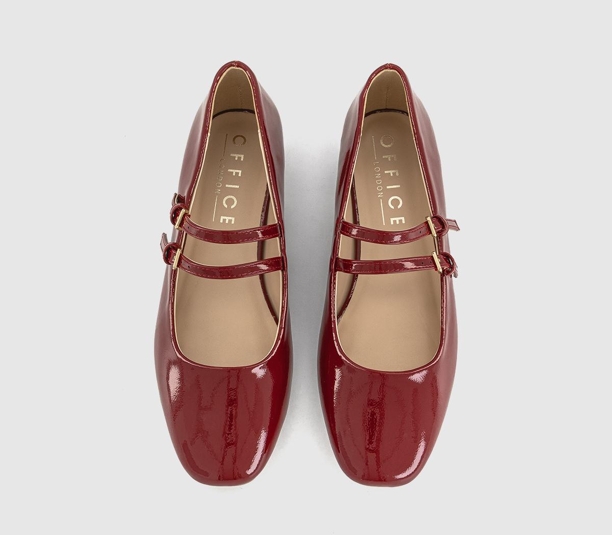 OFFICE Frances Two Strap Mary Janes Red Patent - Flat Shoes for Women