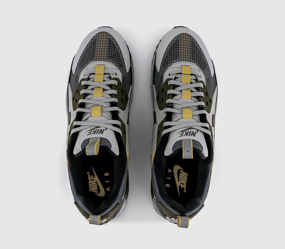 Nike Air Max 90 Drift Trainers Light Smoke Grey Cargo Khaki Iron Grey ...