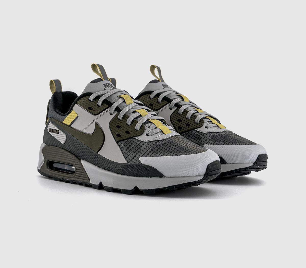 Nike Air Max 90 Drift Trainers Light Smoke Grey Cargo Khaki Iron Grey ...