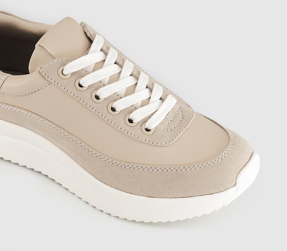 OFFICE Trixie Runner Lace Up Trainers Beige - Flat Shoes for Women