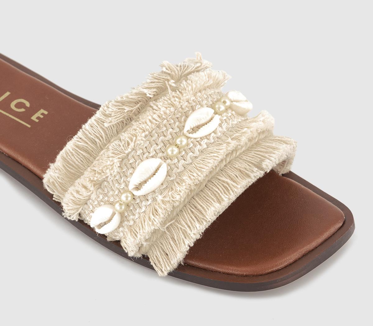 OFFICE Shelly Embellished Shell Sliders Off White - Women’s Sandals