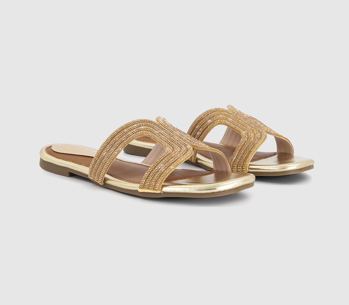 OFFICE Suki Embellished Cut Out Slider Gold - Women’s Sandals
