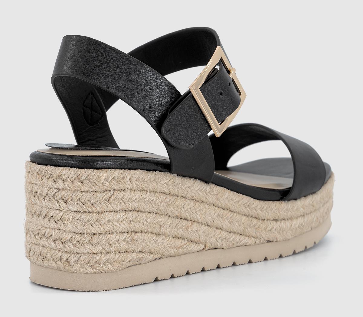 OFFICE Method- Two Part Espadrille Wedge Black - Mid Heels
