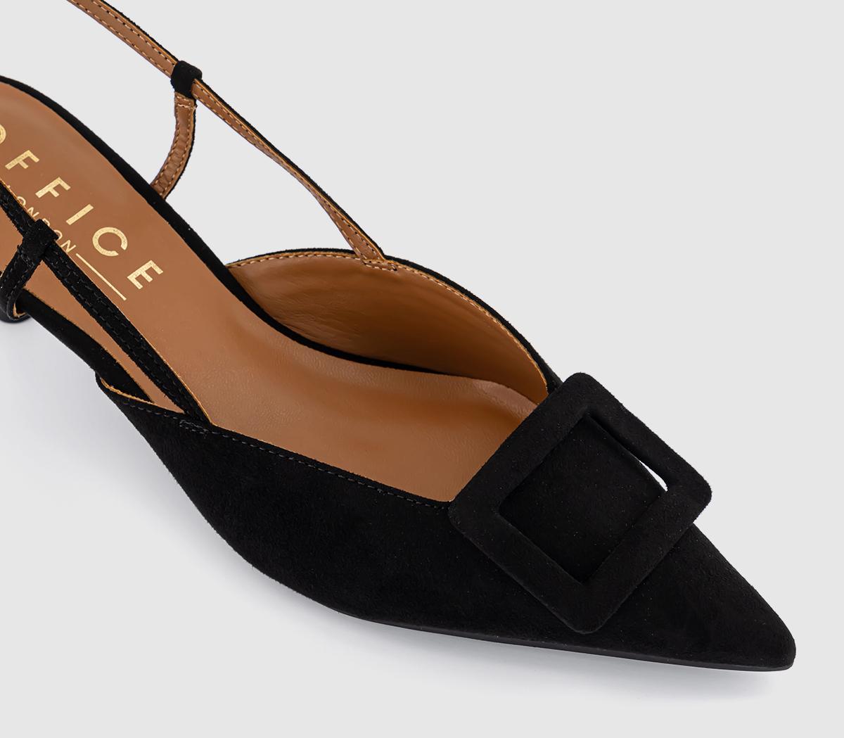 OFFICE Masquerade Covered Trim Slingback Court Heels Black - Mid Heels