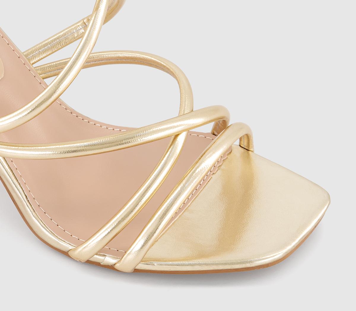 OFFICE Haya Multi Strap Block Heels Gold - High Heels