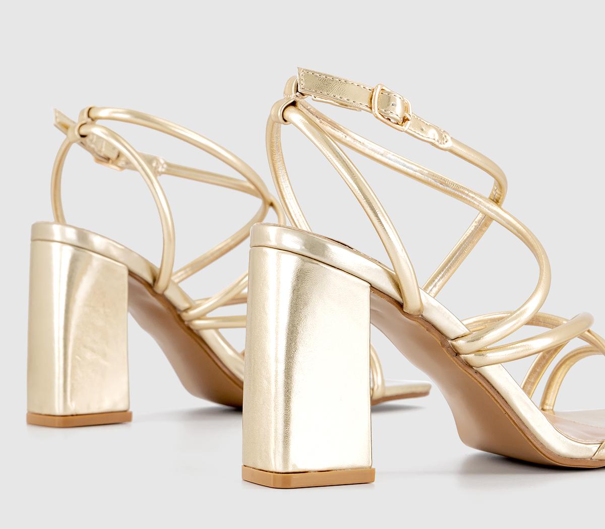 OFFICE Haya Multi Strap Block Heels Gold - High Heels