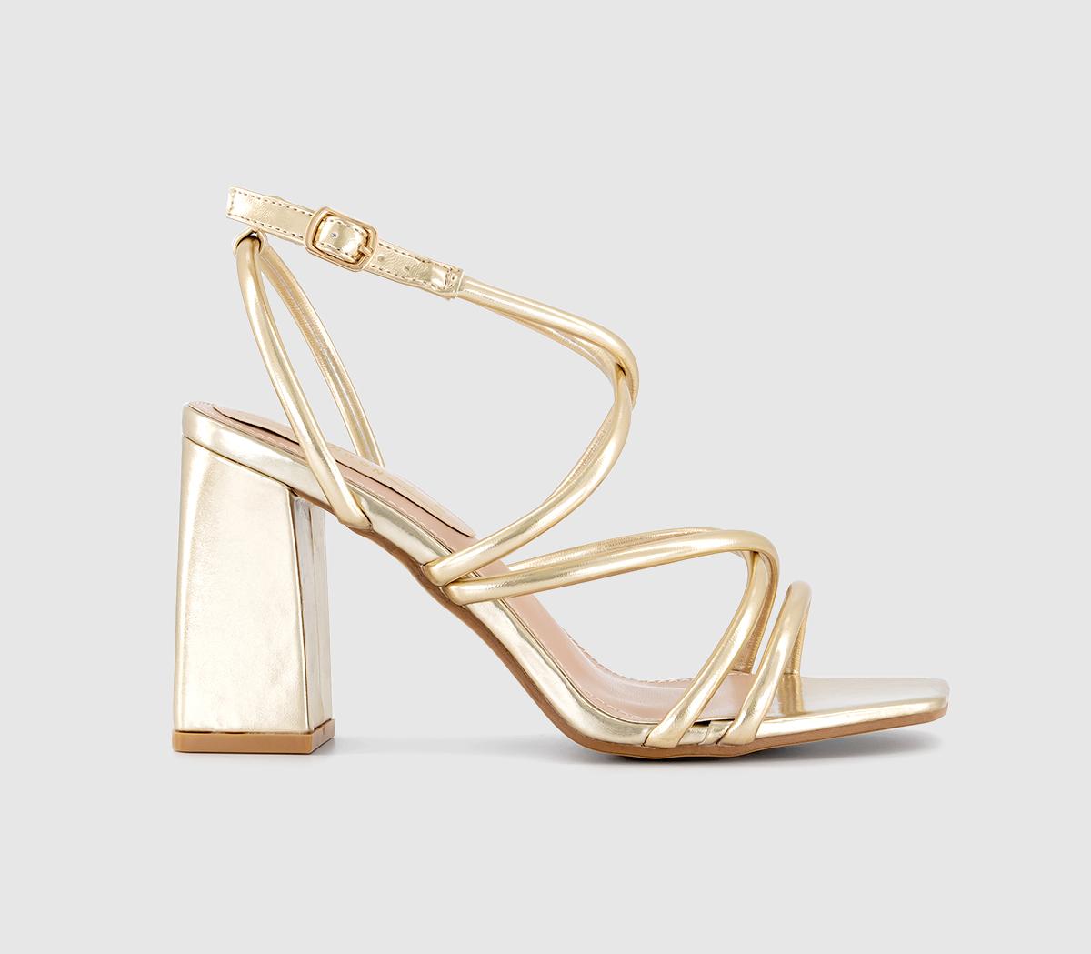 OFFICE Haya Multi Strap Block Heels Gold - High Heels