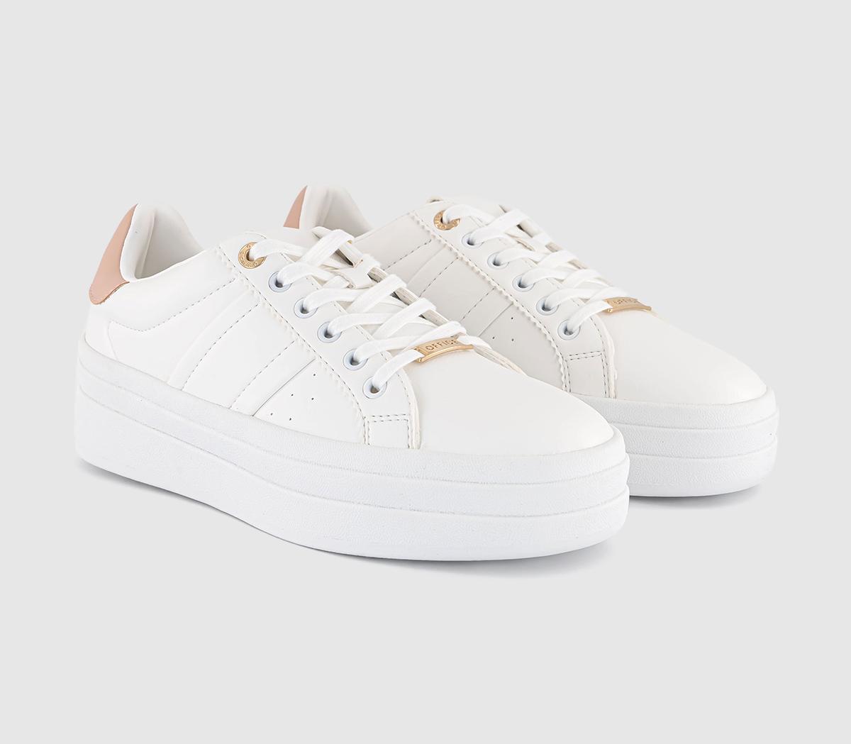 OFFICE Treasure Platform Lace Up Trainer White - Flat Shoes for Women