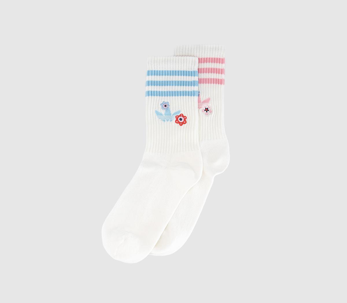 Click here for Adidas x Liberty Crew Socks 2pk Pink Blue Floral I... prices