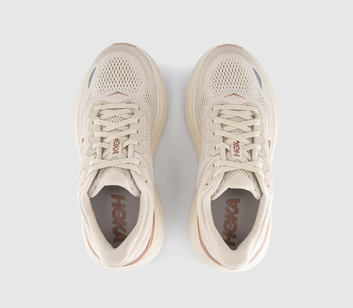 HOKA Bondi 9 Trainers Oat Milk Rose Gold F - Women's Trainers