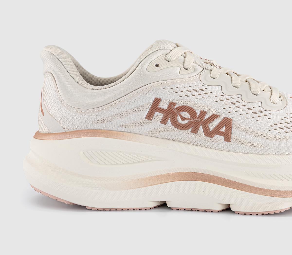 HOKA Bondi 9 Trainers Oat Milk Rose Gold F - Women's Trainers