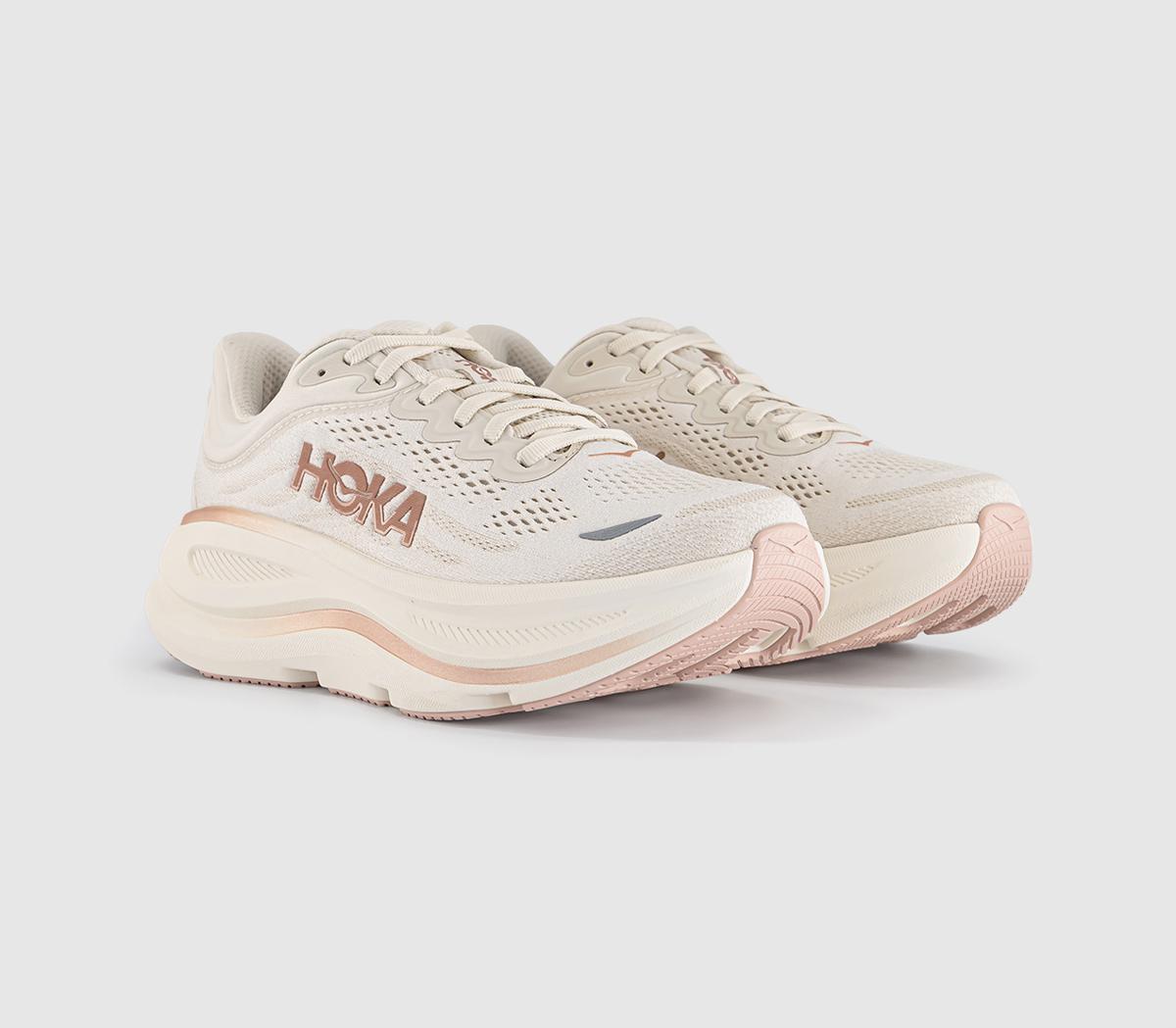 HOKA Bondi 9 Trainers Oat Milk Rose Gold F - Women's Trainers