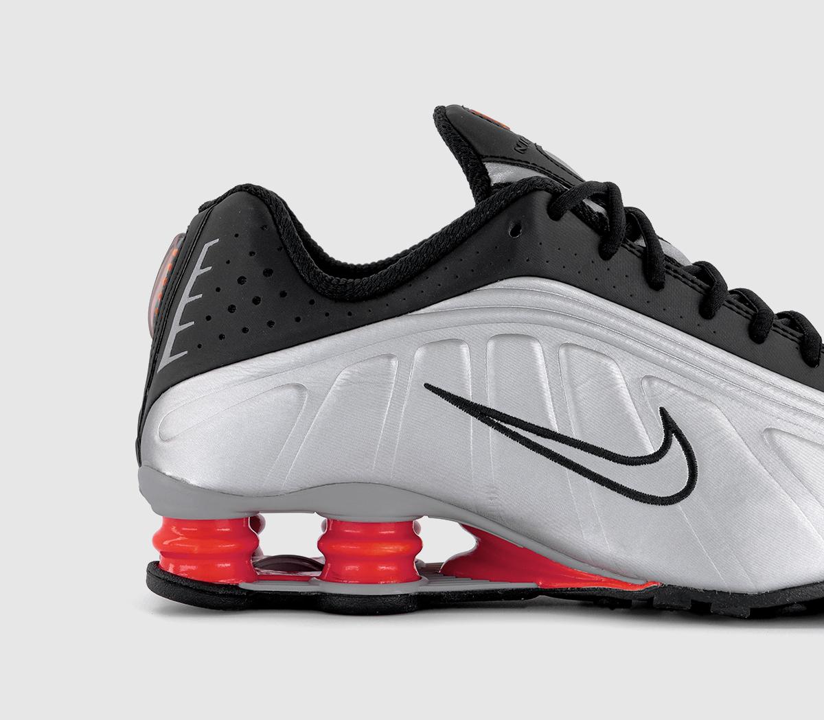 Nike Nike Shox R4 Trainers Black Metallic Silver Max Orange - Nike Shox