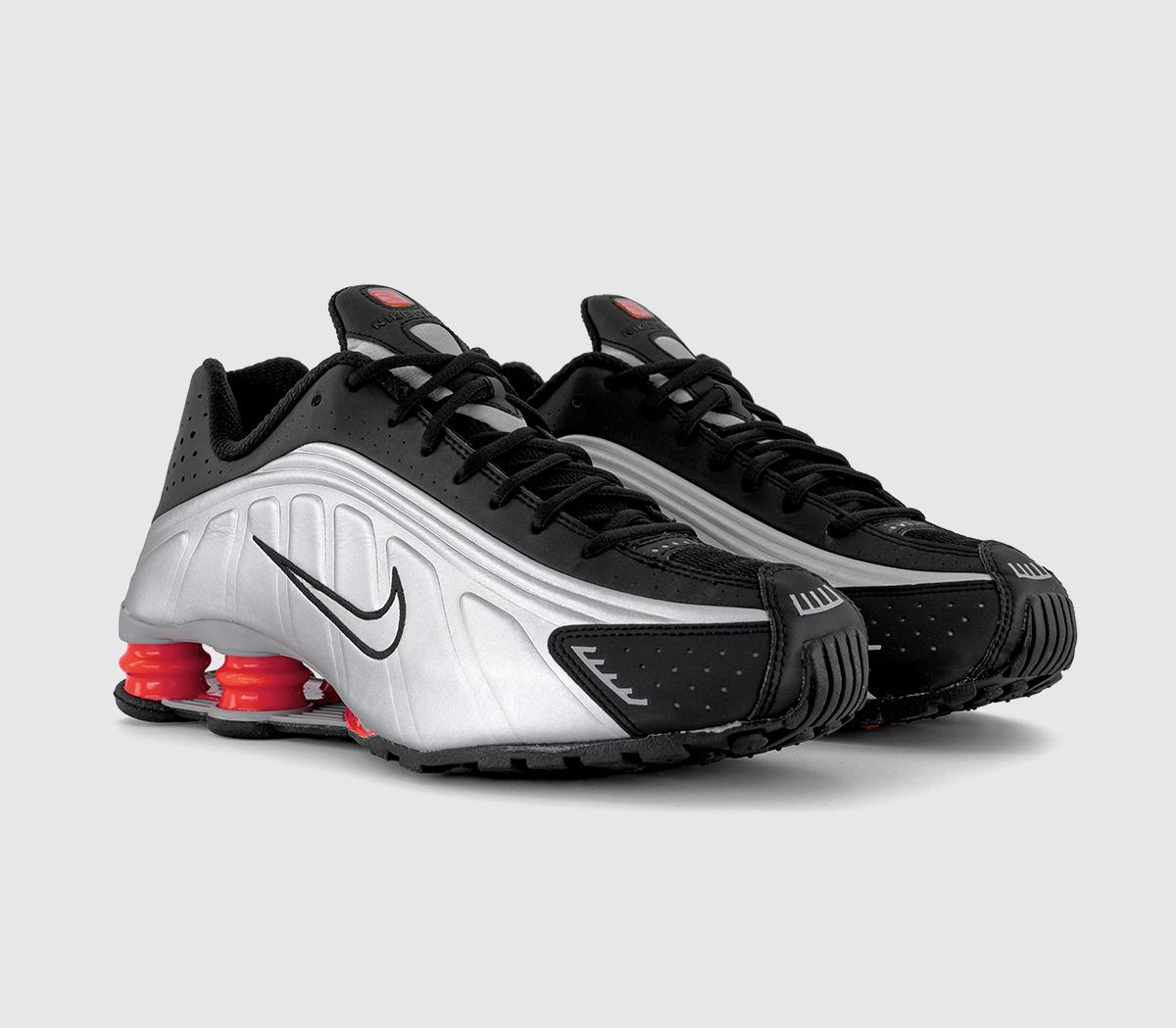 Nike Nike Shox R4 Trainers Black Metallic Silver Max Orange - Nike Shox