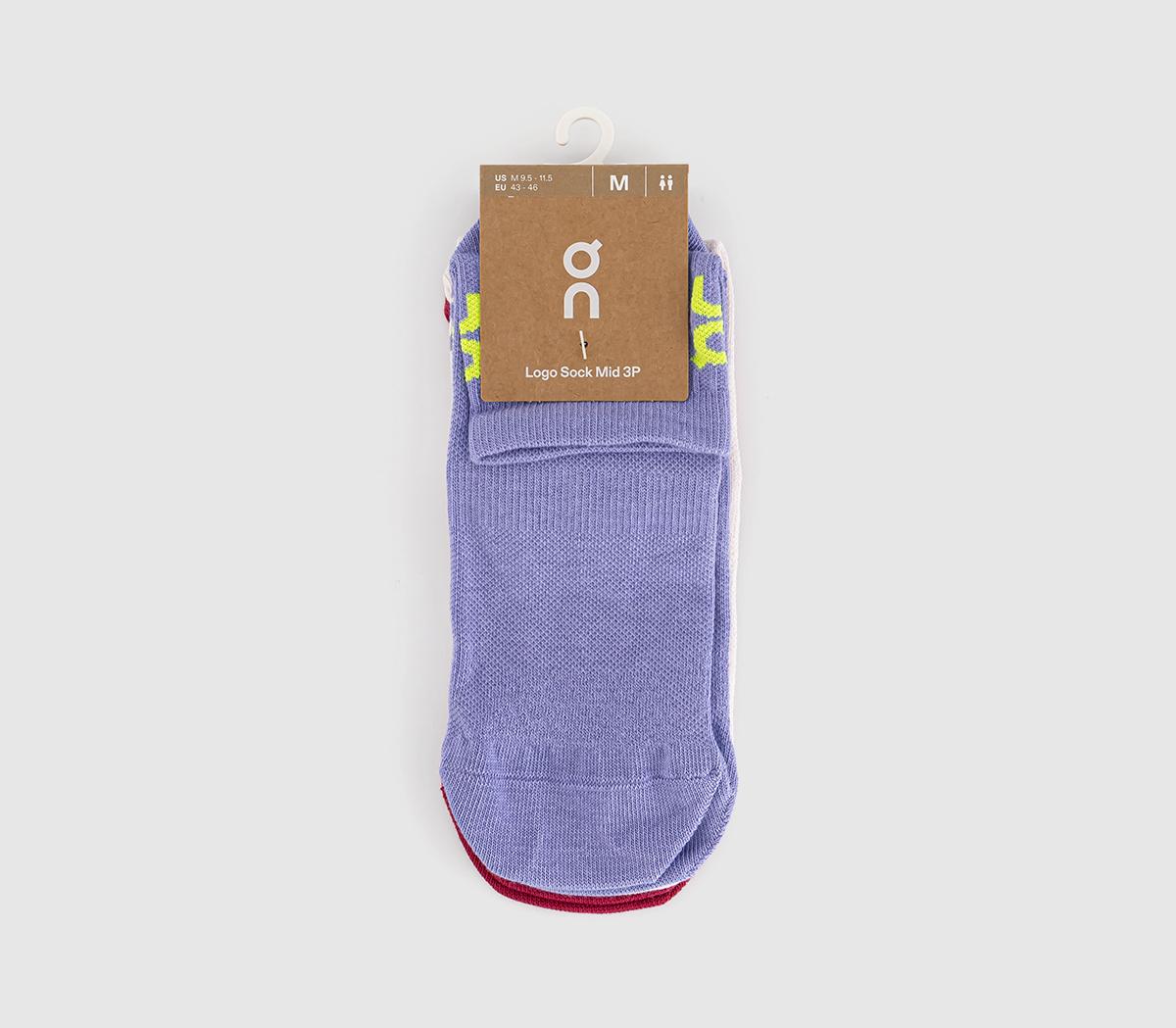 ON Logo Sock Mid 3 Pack Orchid Comet - Socks