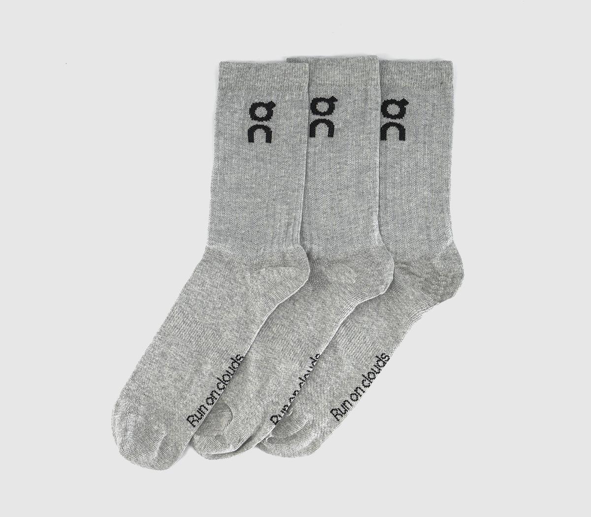 Click here for ON Logo Socks High 3 Pack Heather Grey prices