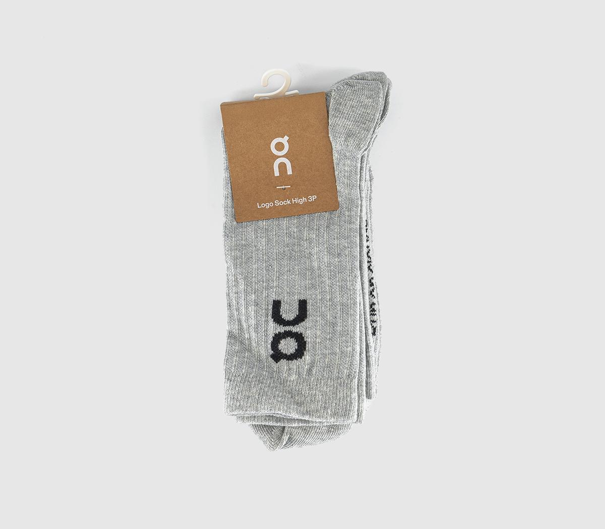 ON Logo Socks High 3 Pack Heather Grey - Socks