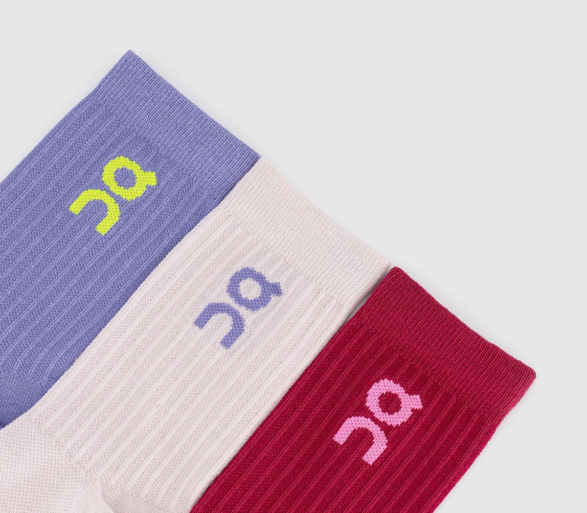 ON Logo Sock High 3 Pack Orchid Comet - Socks