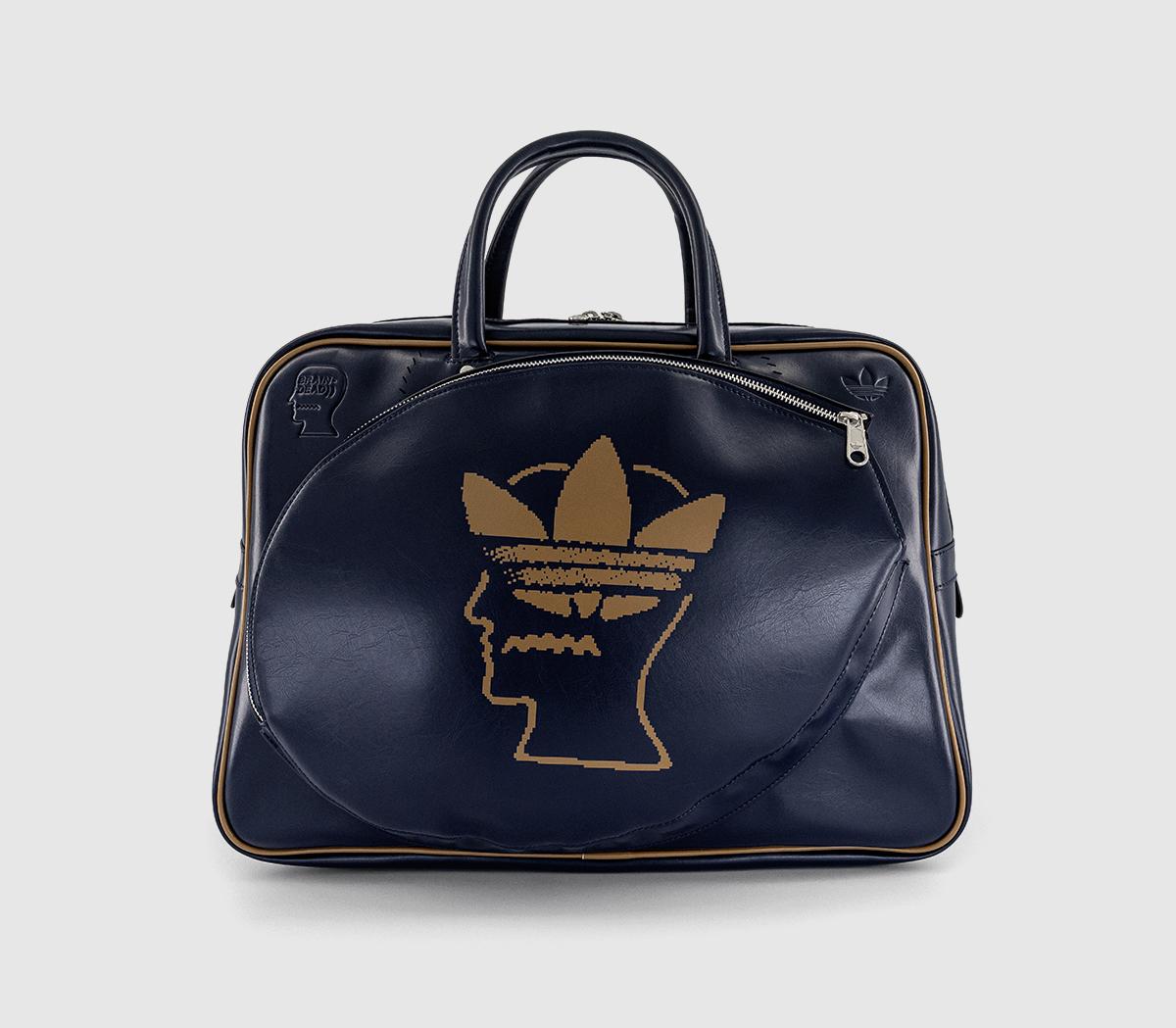 Click here for adidas Navy & Brown Polyurethane Logo Print Consor... prices