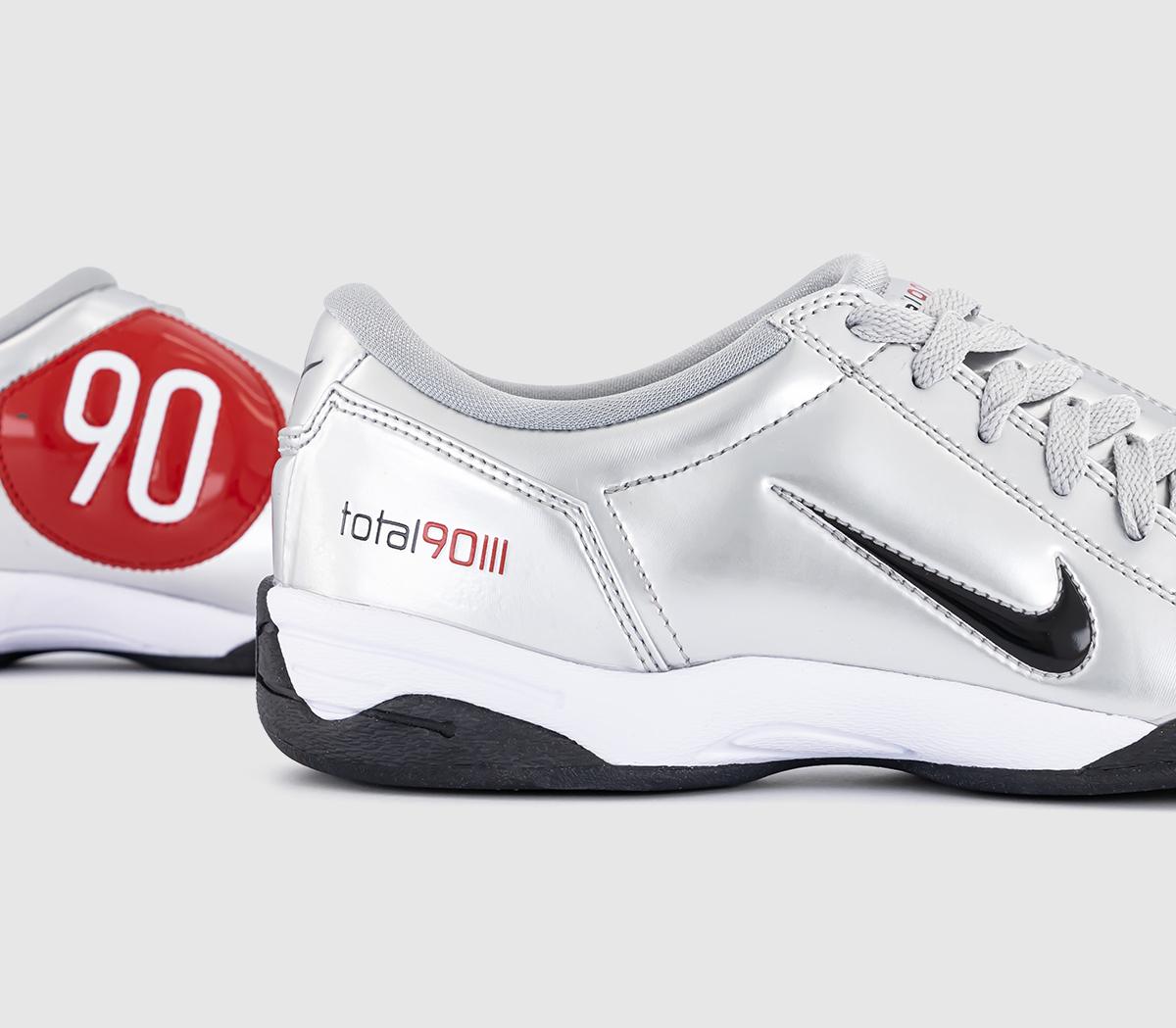 Nike T90 Trainers Metallic Silver Black University Red - Men's Trainers