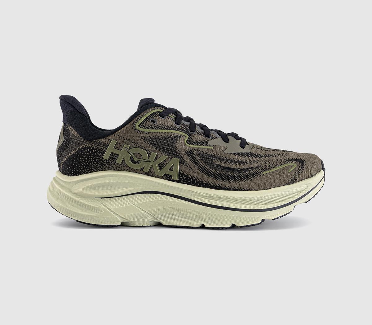 Click here for HOKA Mens Clifton 10 Trainers Dark Roast Black prices