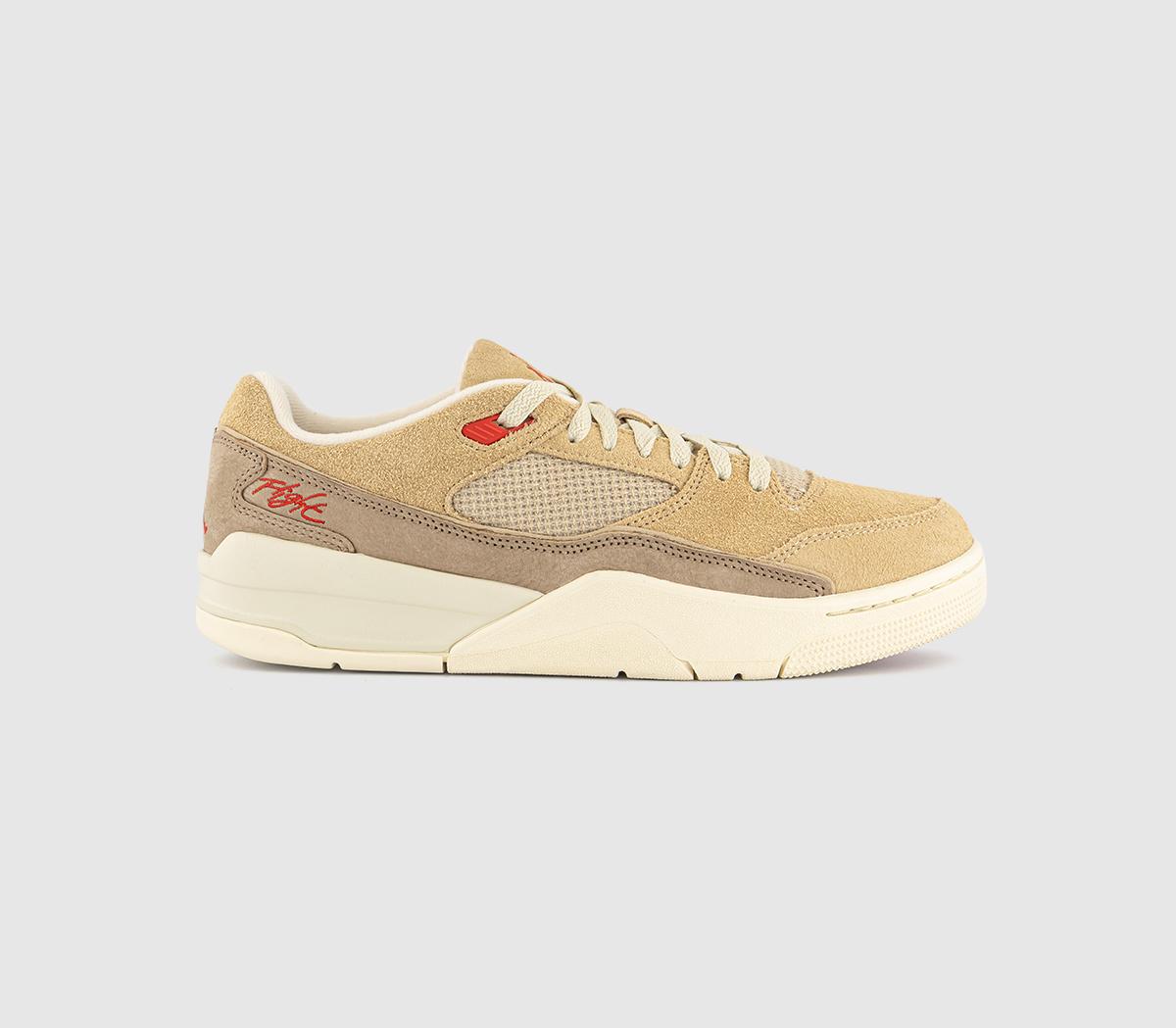 Click here for Jordan Flight Court Trainers Mushroom Fire Red Des... prices