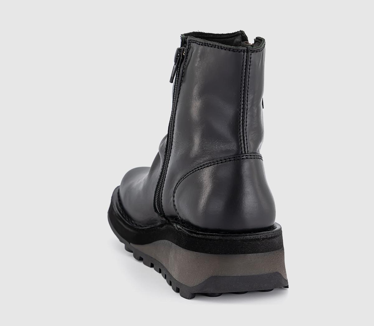 FLY London Hole Boots Black - Women's Ankle Boots