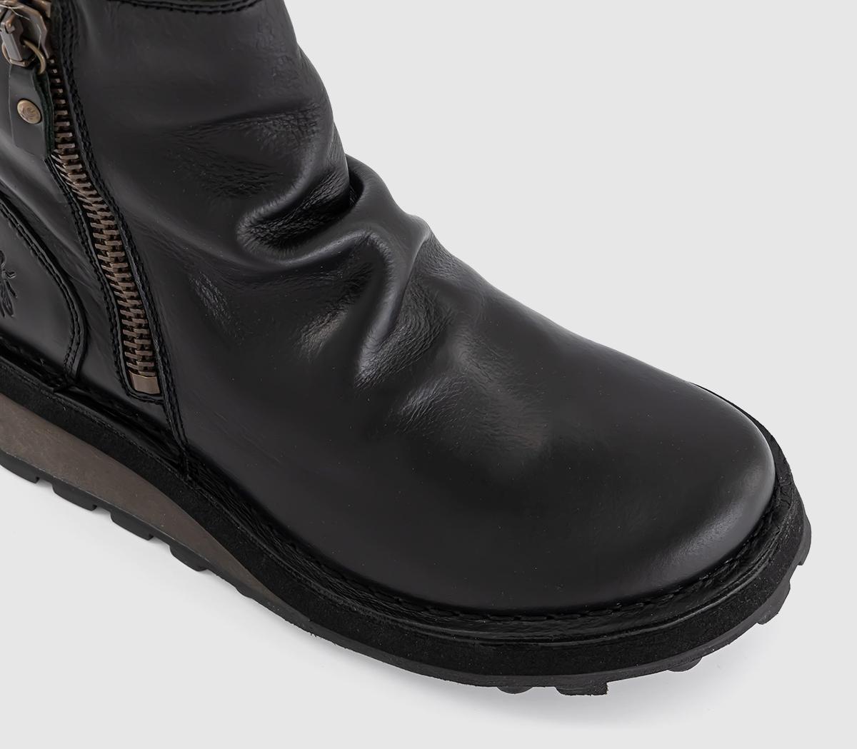 FLY London Hole Boots Black - Women's Ankle Boots